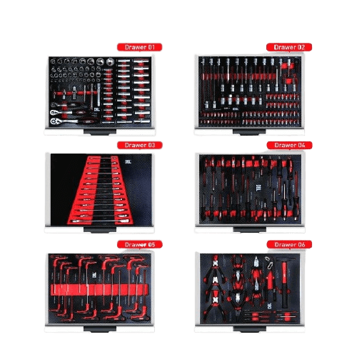 DBL 7-DRAWER TROLLY WITH 250PC - Tisara Power Mart