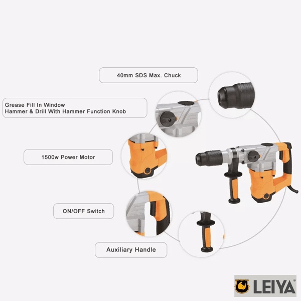 Leiya Rotary Hammer 1500W - Tisara Power Mart