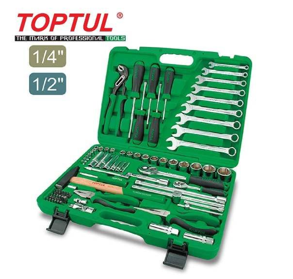 TOPTUL 1/4"Dr. and 1/2"Dr. Tool Kit 80Pcs - Tisara Power Mart