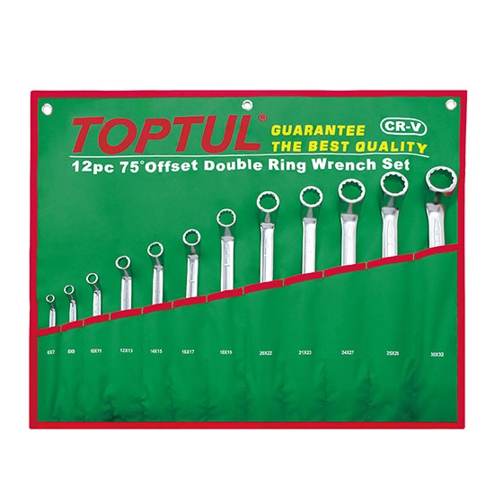 TOPTUL Double Closed End Wrench Set 12Pcs - Tisara Power Mart