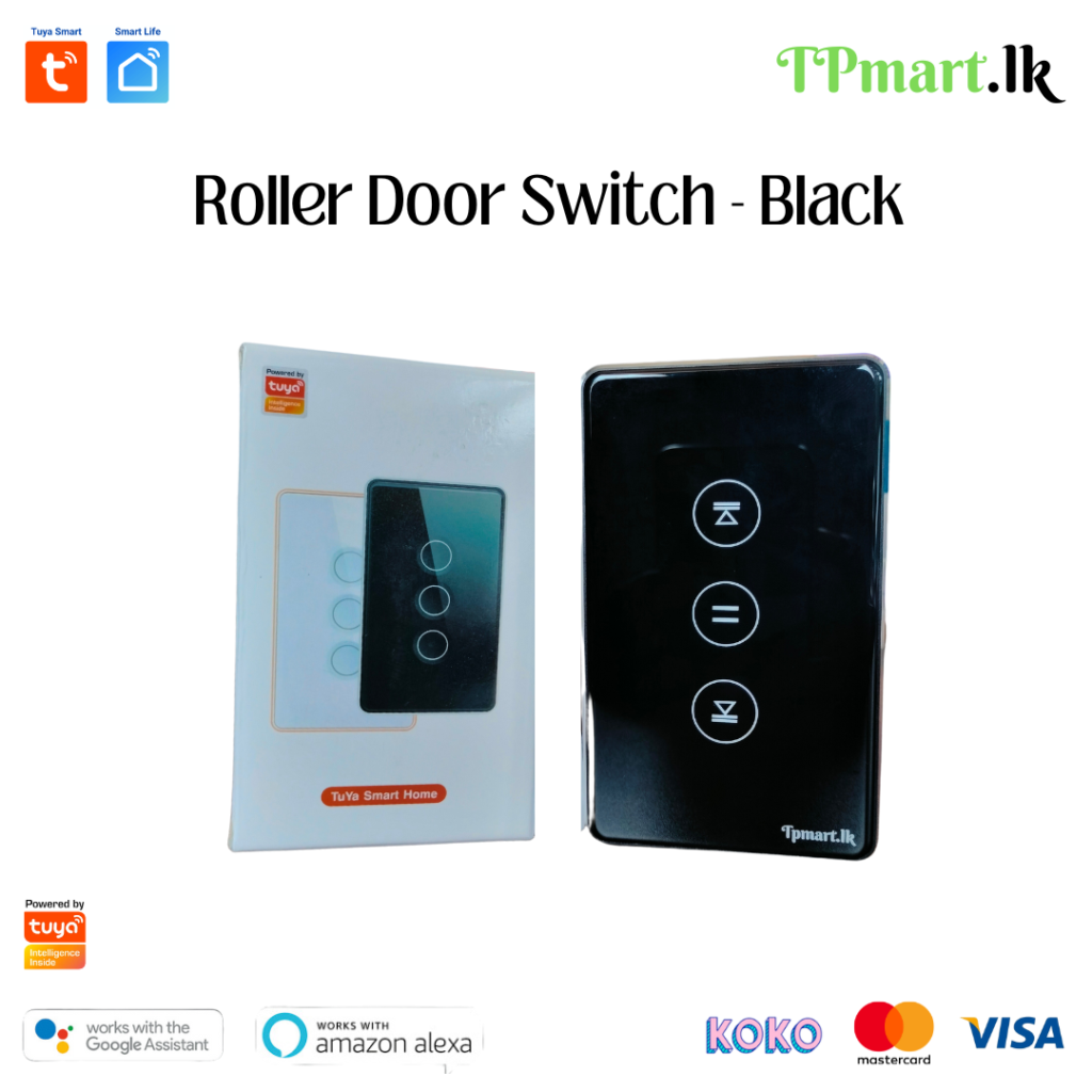 TPMart.lk Smart Touch Wifi Roller Door Switch - Black - Tisara Power Mart